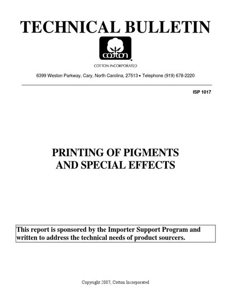 Isp 1017 Printing Of Pigments And Special Effects Pdf Dyeing Textiles