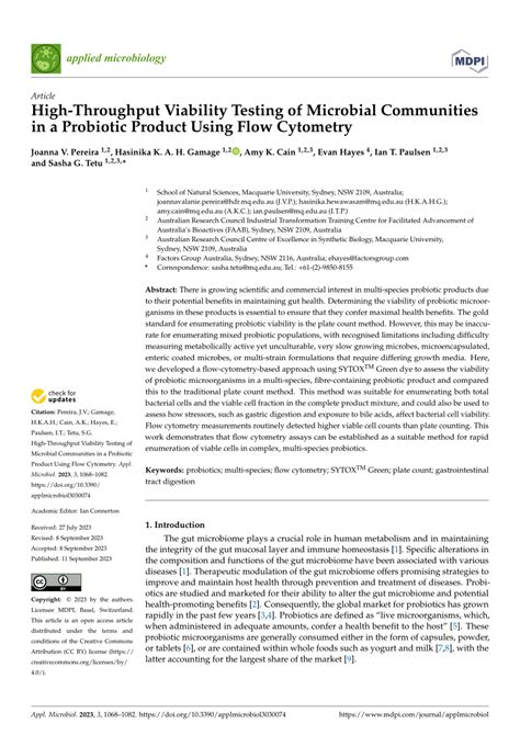 Pdf High Throughput Viability Testing Of Microbial Communities In A Probiotic Product Using