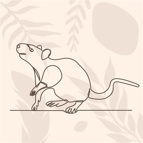 Premium Vector Mouse Continuous Line Drawing Sketch On Abstract Background Vector