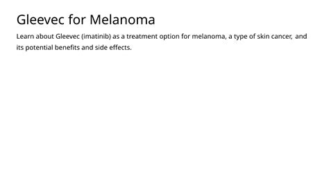 Gleevec For Melanoma Meds Is
