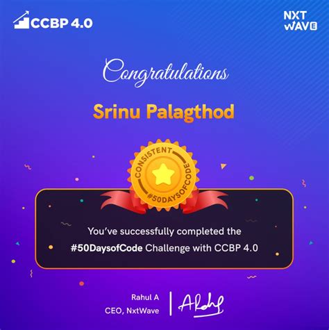 Srinu Palangthod On Linkedin 50daysofcodechallenge Ccbp Ccbpian