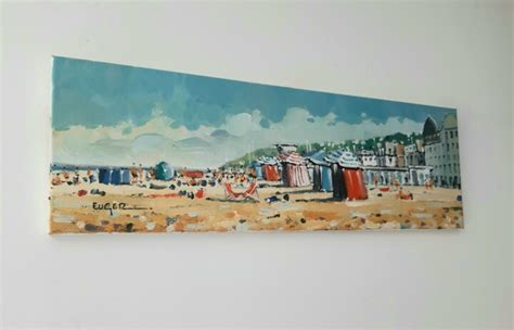 Plage À Trouville Peinture Par Philippe Euger Artmajeur