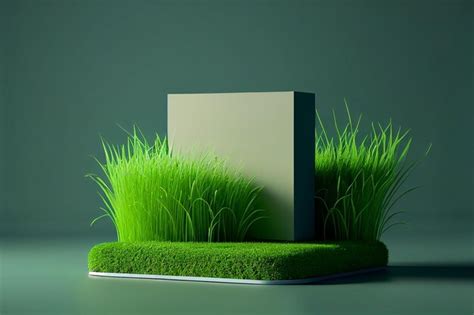 Premium Ai Image Green Grass Podium Stage