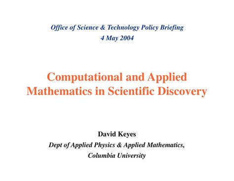 Ppt Computational And Applied Mathematics In Scientific Discovery Powerpoint Presentation Id