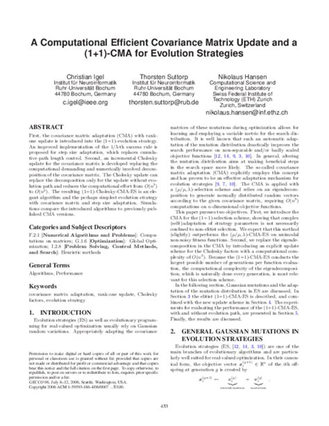 Pdf A Computational Efficient Covariance Matrix Update And A 11