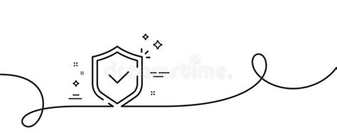 Shield Line Icon Privacy Secure Sign Continuous Line With Curl Vector Stock Illustration
