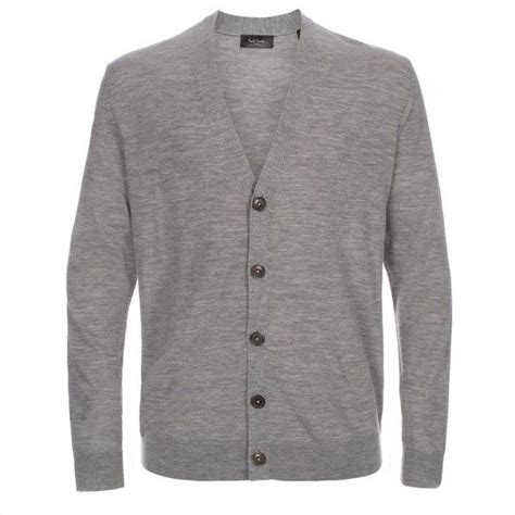 Paul Smith Mens Grey Marl Merino Wool Cardigan Mens Button Up