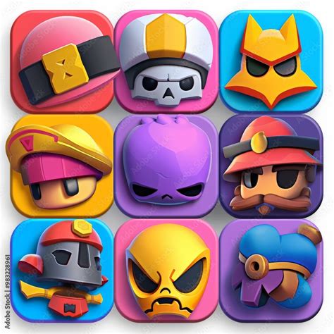 The Icons In The Ui Style Of Brawl Stars Are Very 3d Cool Edgy And