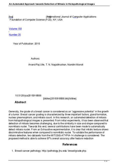 Pdf An Automated Approach Towards Detection Of Mitosis In