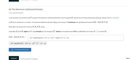 Solved B The Maximum Likelihood Estimator Point Possible Chegg