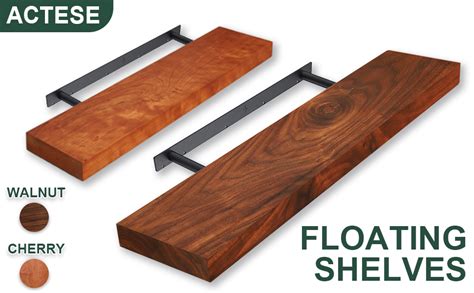 Actese Walnut Wood Floating Shelvesthicker And Wider Sturdy Wood Shelf For Wall
