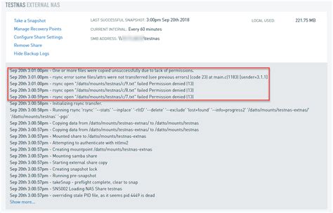 Missing Files When Restoring An External NAS Share