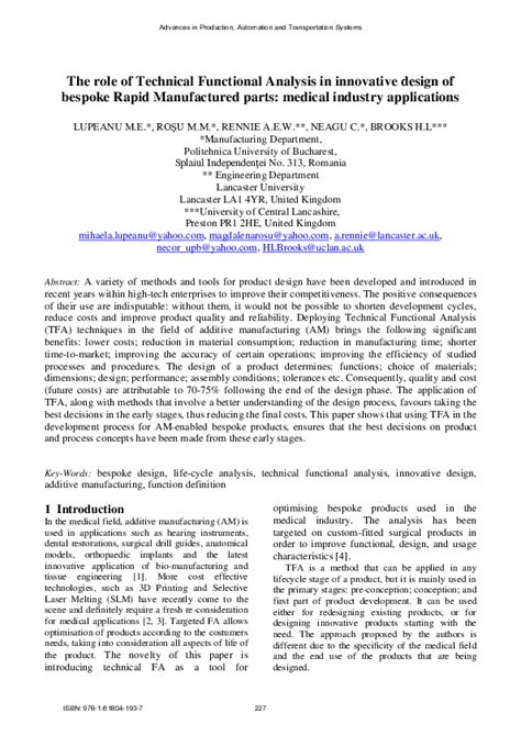 Pdf The Role Of Technical Functional Analysis In Innovative Design Of