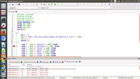 C Erro Na Compilação Expected Before Case Stack Overflow Em Português