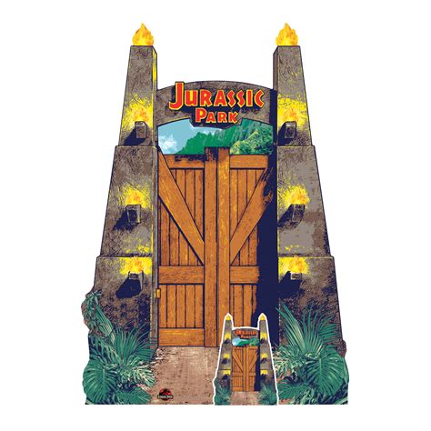 Sc4079 Jurassic Park Entrance Sign Cardboard Cut Out Height 131cm