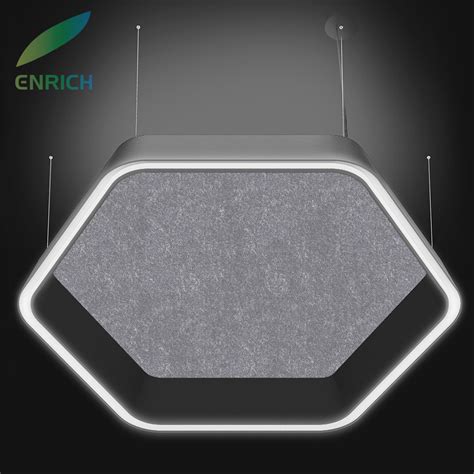 Customized Design Hexagonal Led Acoustic Pendant Light With Acoustic Panel Noise Control