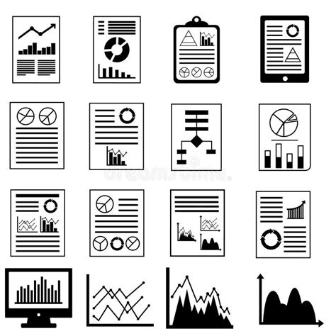 Data Analysis Icon Vector Set Profit Graph Illustration Sign