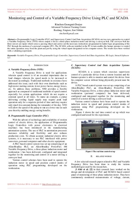 pdf monitoring and control of a variable frequency drive using plc