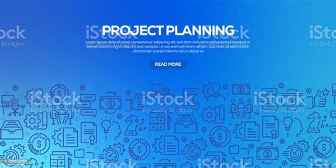 유행 선형 스타일의 프로젝트 계획을 위한 디자인 템플릿과 요소의 벡터 세트프로젝트 계획과 관련 된 선형 아이콘과 완벽 한 패턴벡터 개념에 대한 스톡 벡터 아트 및 기타