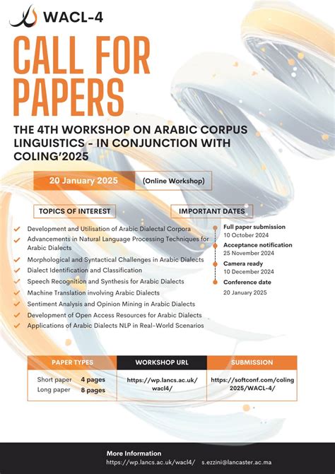 Arabiccorpuslinguistics Arabicnlp Wacl4 Coling2025 Nlp Callforpapers Saad Ezzini