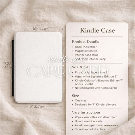 Kindle Case Mockup Size Chart And Care Instructions Etsy