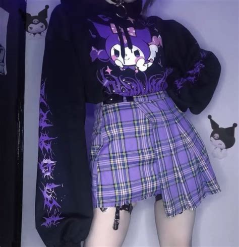 Kuromi In 2025 Purple Fashion Outfit Black Outfit Edgy Purple Outfits