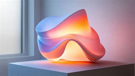Illuminated Abstract Sculpture With Fluid Forms Stock Illustration