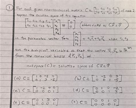 solved 1 ﻿for each given row canomical matrix