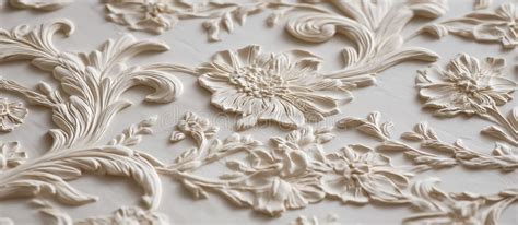 Intricate Cream Colored Embossed Floral Pattern Stock Illustration