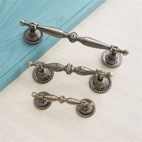 Vintage Dresser Knobs Pulls Drop Drawer Pulls Antique Bronze Etsy