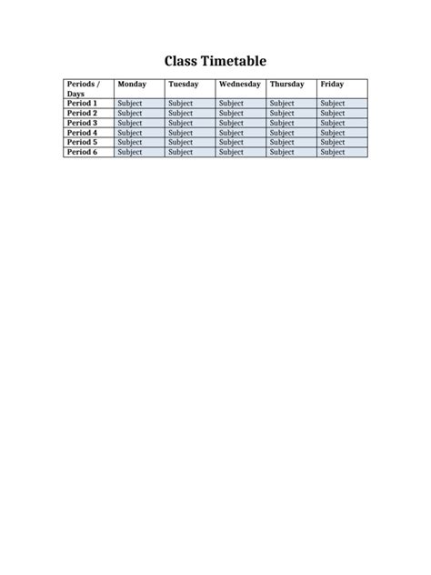Class Timetable Assignment Pdf