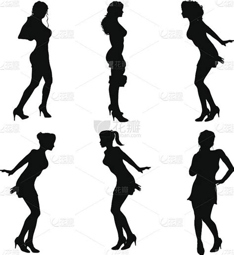 矢量剪影的女性。素材 花瓣网