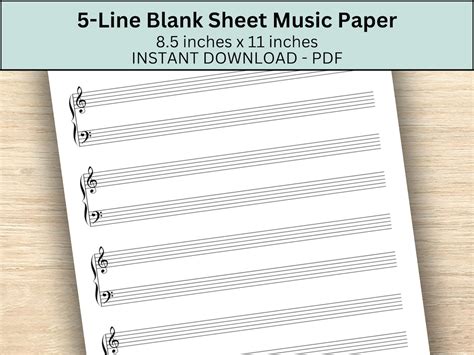 5 Line Sheet Music Paper Printable Blank Music Sheet Piano Staff
