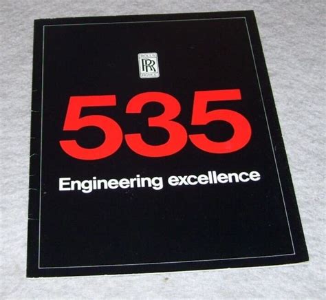 Rolls Royce 535 Engineering Excellence Aero Engine Brochure 1984 Ref