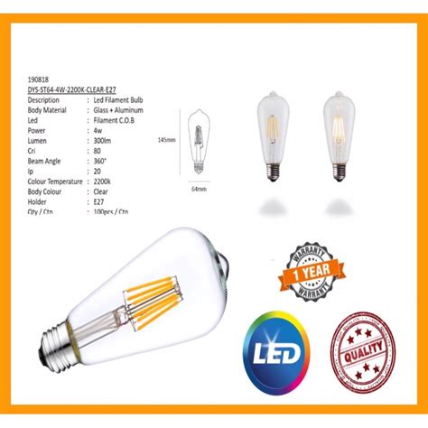 Led Bulb 4w E14 E27 Cob Filament Bulb Shopee Malaysia