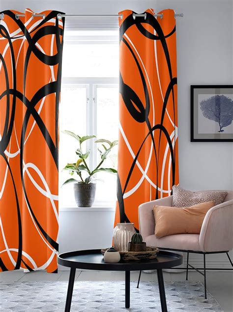 Orange White Curtains John Lewis Anyday Arlo Pair Lined Pencil Pleat