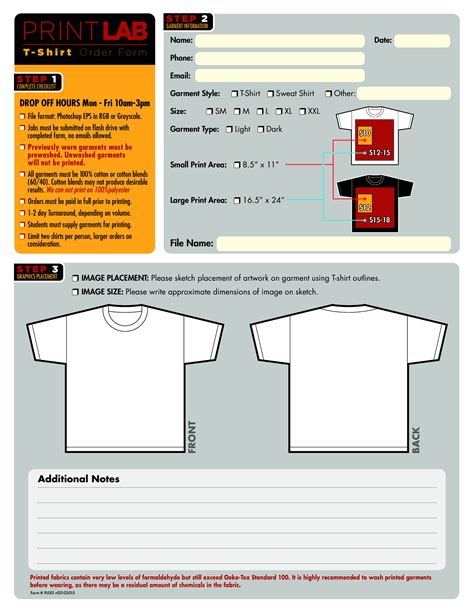 Tee Shirt Order Form Template Word Educational Printable Activities
