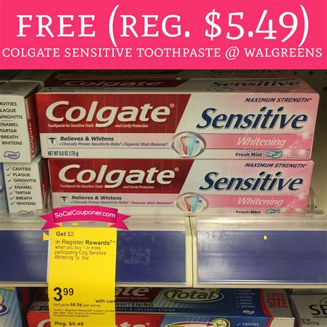 Free Regular 549 Colgate Sensitive Toothpaste Walgreens Deal