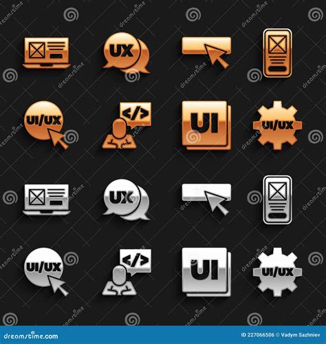 Set Front End Development UI Or UX Design And Icon Vector Stock Vector Illustration Of Flat