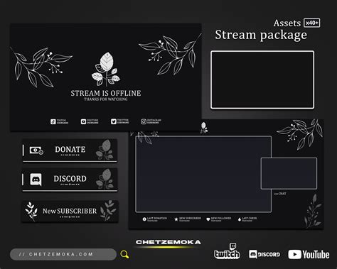 Floral Stream Overlay Black And White Animated And Static Version