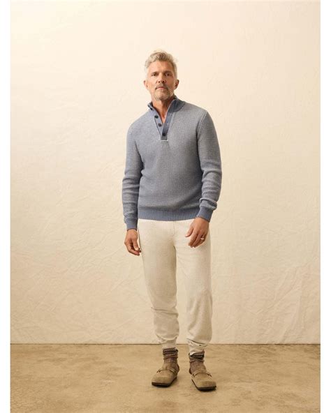 Faherty Quarter Button Sweater In Gray For Men Lyst