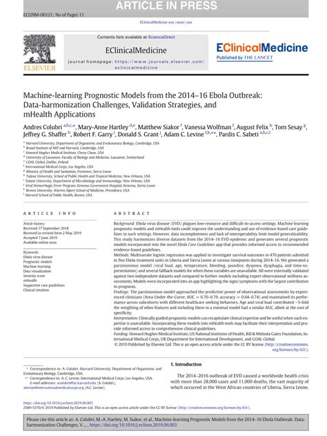 pdf machine learning prognostic models from the 2014 16 ebola