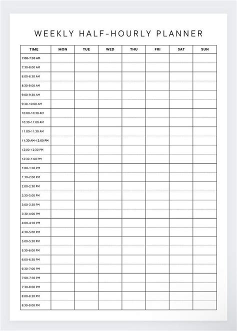 Printable Hourly Weekly Schedule Printable World Holidayfree 12 Hour