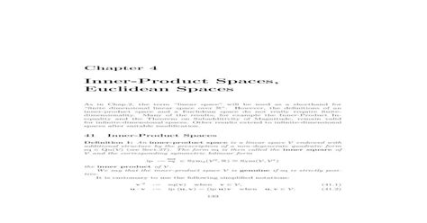 Pdf Inner Product Spaces Euclidean Spaceswn0g2ch4apdfinner Product Spaces Euclidean Spaces