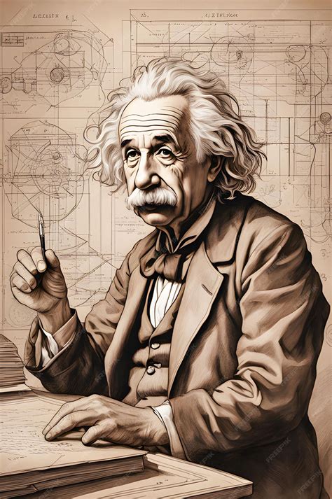 Premium Ai Image Illustration Of Albert Einstein Thinking About