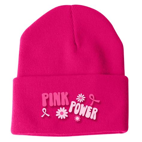 Pink Power Breast Cancer Awareness Knit Beanie Cap Positive Promotions