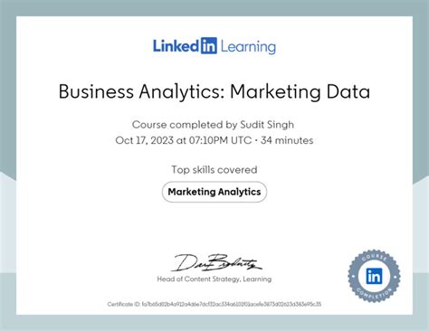 Certificateofcompletion Business Analytics Marketing Data Pdf