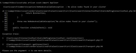 Laravel 6 Elasticsearch Php 76 Xampp No Alive Nodes Found In Your