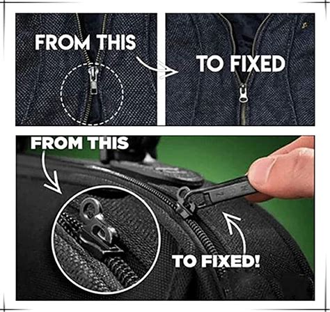 6pcs Black Universal Instant Fix Zipper Repair Kit Zip Slider Teeth