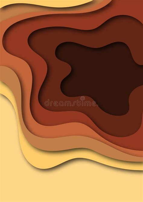 Abstract Brown And Beige Paper Cut Wavy Shapes Layers Background With